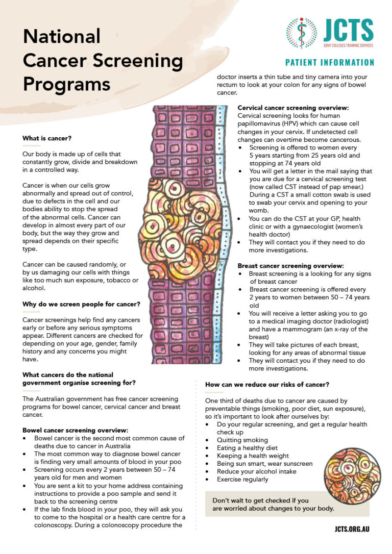National Cancer Screening Programs – Joint Colleges Training Services ...